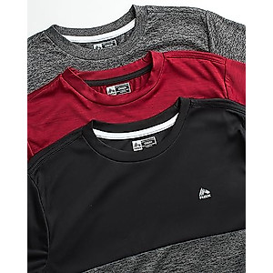 RBX Boys' Active T-Shirts - 3 Pack Short Sleeve Performance Dry Fit Tees - Workout Gym Shirts for Boys (8-16), Size 14-16, Red-Black