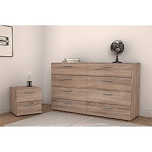 Home Square 3 Piece Bedroom Set with 8 Drawer Dresser and Two 2 Drawer Nightstand in Truffle