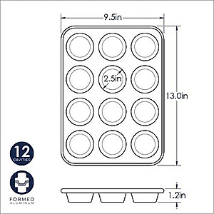 Nordic Ware Natural Aluminum Commercial Muffin Pan, 12 Cup