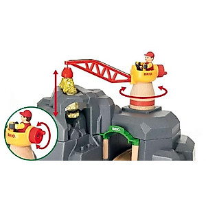 BRIO World - 33889 Crane & Mountain Tunnel | 7 Piece Toy Train Accessory for Kids | Interactive Play | FSC Certified Wood | Perfect for Ages 3 and Up