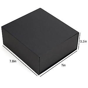 HcoHlow Black Gift Box with Lids for Presents, 7.8 x 7 x 3.1 Inch, Groomsmen Bridesmaid Proposal Gift Boxes with Magnetic Closure, Gift Box for Birthday Christmas Wedding