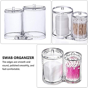 Cabilock Cotton Swab Holder Transparent Conjointed Cotton Swabs Storage Box Makeup Cotton Pads Box Toothpick Cass Cosmetic Organizer Holder for Home Bathroom Washroom Supplies Bathroom Containers