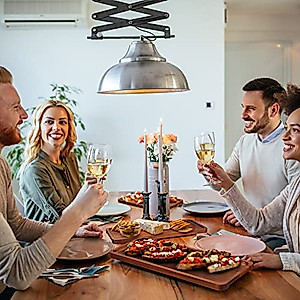 10 Pack Solid Wood Serving Trays Acacia Wooden Server Platter Rectangular Charcuterie Boards with Grooved Handle for Home Room Coffee Cheese Appetizer Table Farmhouse Serving Decor (13.8 x 5.4 Inch)