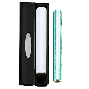 WENKO Plastic, Cling Film Holder, Refillable Aluminum Foil Wrap Dispenser with Slide Cutter for Kitchen Organization, 14.96 x 2.05 x 2.64 in, Black
