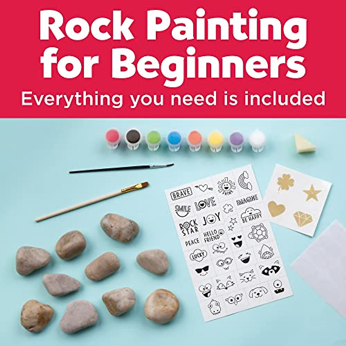Creativity for Kids Hide & Seek Rock Painting Kit - Arts & Crafts For Kids - Includes Rocks & Waterproof Paint