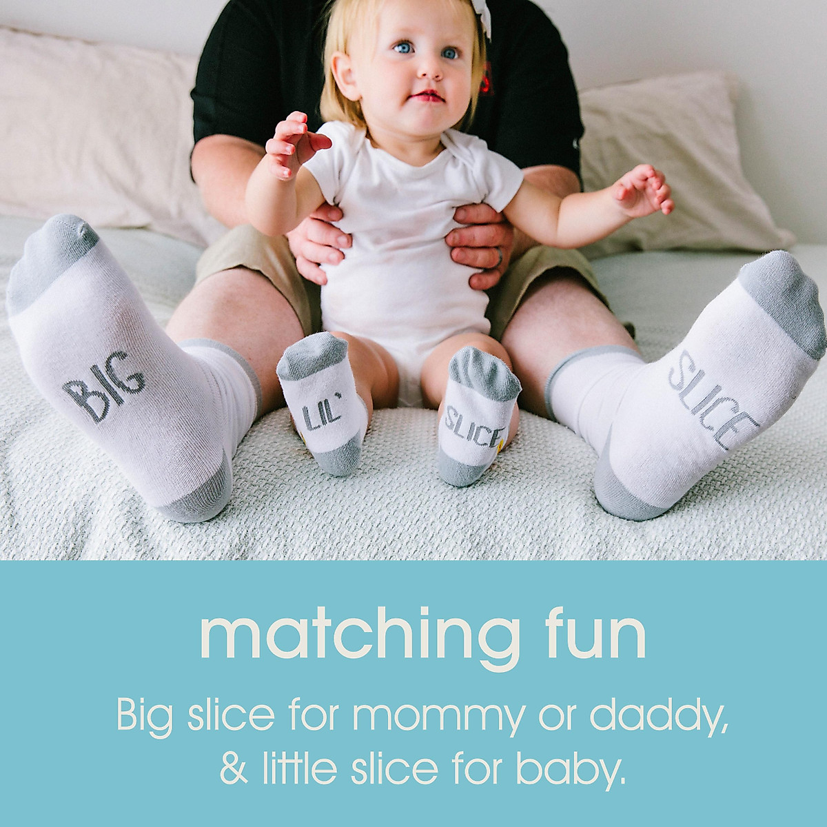 Pearhead Unisex Dad and Baby, Daddy + Me Pizza Slice Socks, One Size