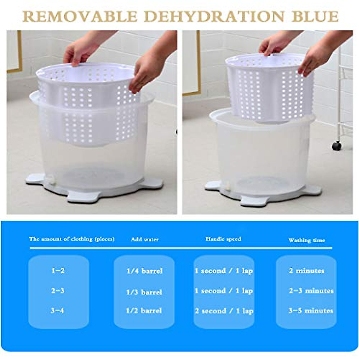 YDCW Mini Hand Crank Washing Machine Dehydrator,2020 Latest Mini Small Semi-Automatic Washer,Compact Spin Dryer, Portable Manual Non-Electric,Suitable for Camping Dormitory,Grey