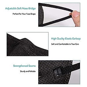 YUIKIO KN95 Face Mask,60 Pack Cup Protective Masks,5 Layers Filter Safety Mask Against PM2.5 Disposable KN95 Respirator Masks in Bulk (Black)