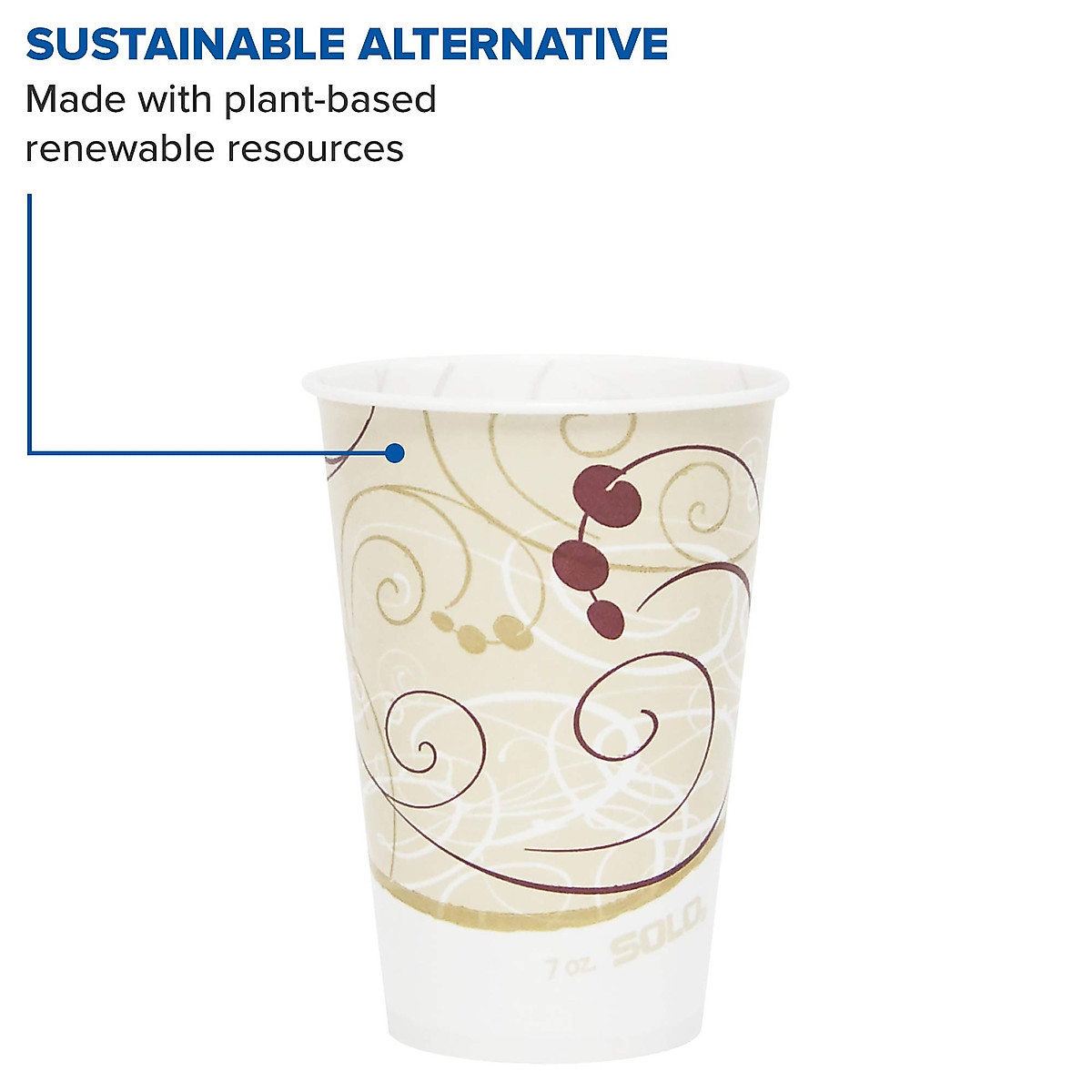 SOLO R7N-J8000 7 oz Symphany Waxed Paper Cold Cup (Case of 2000), beige, 3.7"