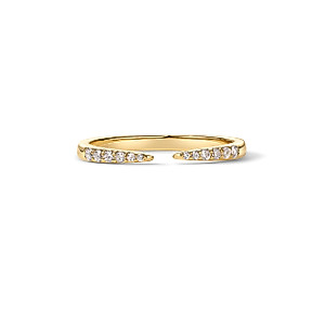 PAVOI 18K Yellow Gold Plated Open Eternity Ring | Cubic Zirconia Stacking Bands for Women | Dainty Stackable Rings for Women | Size 5