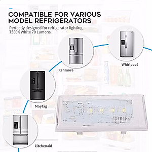 New Upgraded W10515058 Led Refrigerator Main Light Replacement Compatible with Whirlpool Kenmore Maytag, KitchenAid, Waterproof, 1 PCS, Year Warranty