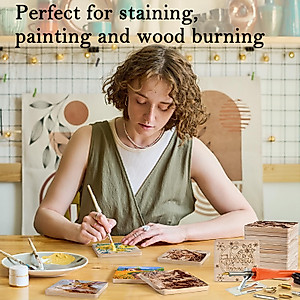 12 Pack Unfinished Wood Coasters, GOH DODD 4 Inch Square Blank Wooden Coasters Crafts Coasters for DIY Architectural Models Drawing Painting Wood Engraving Wood Burning Laser Scroll Sawing