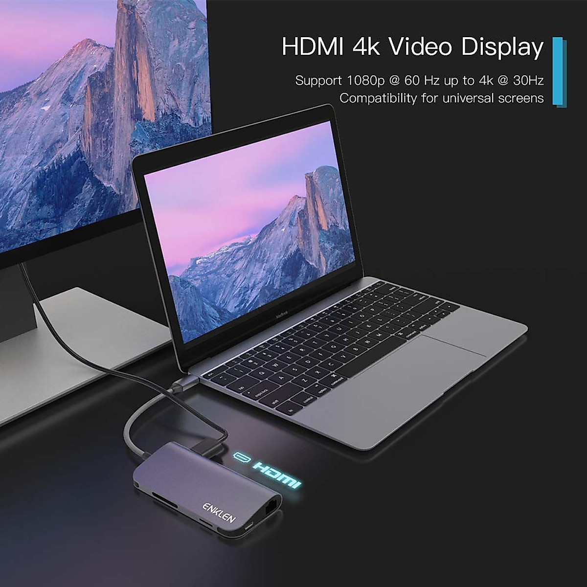 USB C Hub 8-in-1 Type C Adapter with Ethernet Port, 4K USB C to HDMI, 2 USB 3.0 and 1 USB 2.0, 100W USB C Power Delivery Charging, SD/TF Card for MacBook Pro/Air(Thunderbolt 3)