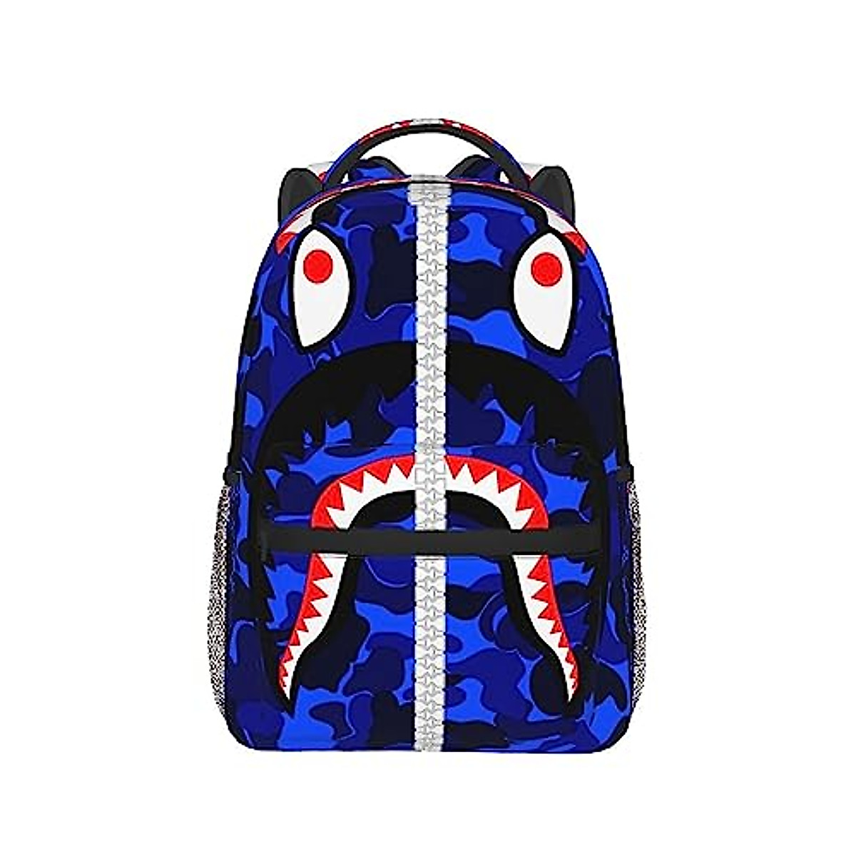 AIRPO Fashion Shark Backpacks Bright Navy Pink Camouflage Large Capacity Laptop Daypack Lightweight Backpack Travel Hiking Bag For Women Men
