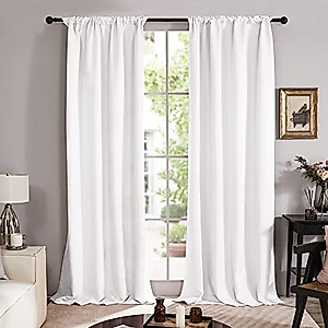 Deconovo White Curtains 84 Inches Long - Full Blackout Curtains for Bedroom, Soundproof White Curtains, Blackout Tab Top Window Curtains (52W x 84L Inch, Pure White, 2 Panels)