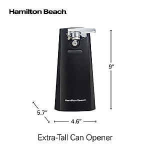 Hamilton Beach Electric Automatic Can Opener with Easy-Clean Detachable Cutting Lever, Cord Storage, Knife Sharpener, Black (76702)