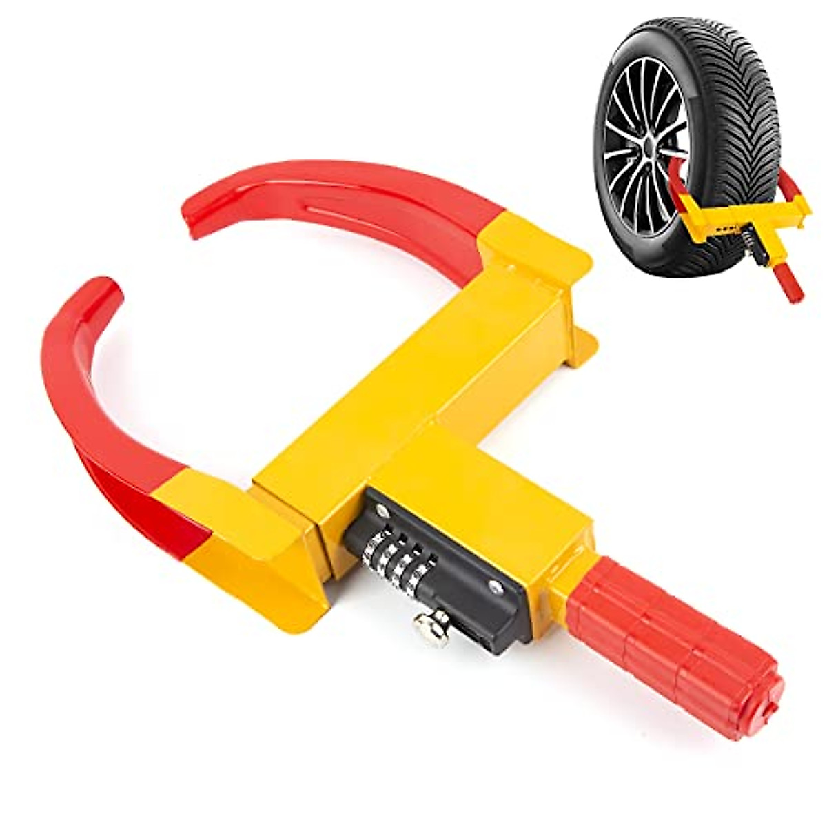 Universal Wheel Clamp Lock Enlarge 9 Holes Wheel Boot Lock Max 10.75" Tire WidthSecurity Tires Anti Theft Lock Keyless Password Code Lock for Vehicle Car Truck SUV Boat Motorcycle Golf Cart Orange