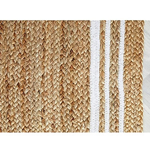 GRUHUM Jute Cotton Area Rug 4x6 ft,Rectangle Natural Handwoven Boho Farmhouse Rustic Vintage EcoFriendly Soft Braided Reversible Rug - Indoor EcoFriendly Kitchen Bedroom Living Room Hallways Enterways