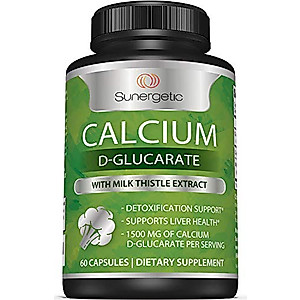 Premium Calcium D-Glucarate Supplement with Milk Thistle Extract - Calcium D-Glucarate for Liver Support & Detox Support – 500mg of Calcium D-Glucarate Per Serving – 60 Capsules
