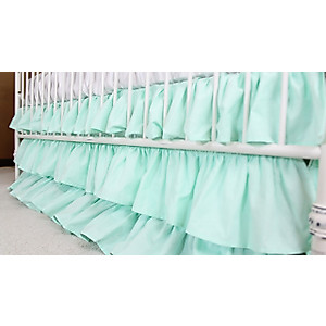 Solid 3 Tiered Ruffled Crib Skirt - Fits Standard Cribs (Mint)