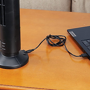 Fox Valley Traders Mini Tower Fan, USB-Powered, 2 Speeds, Measures 4 1/8” Wide x 13” High