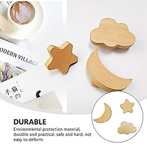 Garneck 3Pcs Wall Hooks Hat Hooks Wooden Coat Hangers Star Moon Cloud Wall Hook Kids Room Nursery Wall Decors