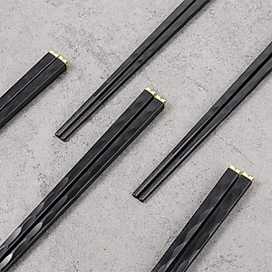 5 Pairs Fiberglass Chopsticks-Reusable Chopsticks Dishwasher Safe, 9.6 inch/24.3cm amily/ Hotel/ Restaurant Chop Sticks, Chinese/Japanese Gift Set Chop Sticks, Black