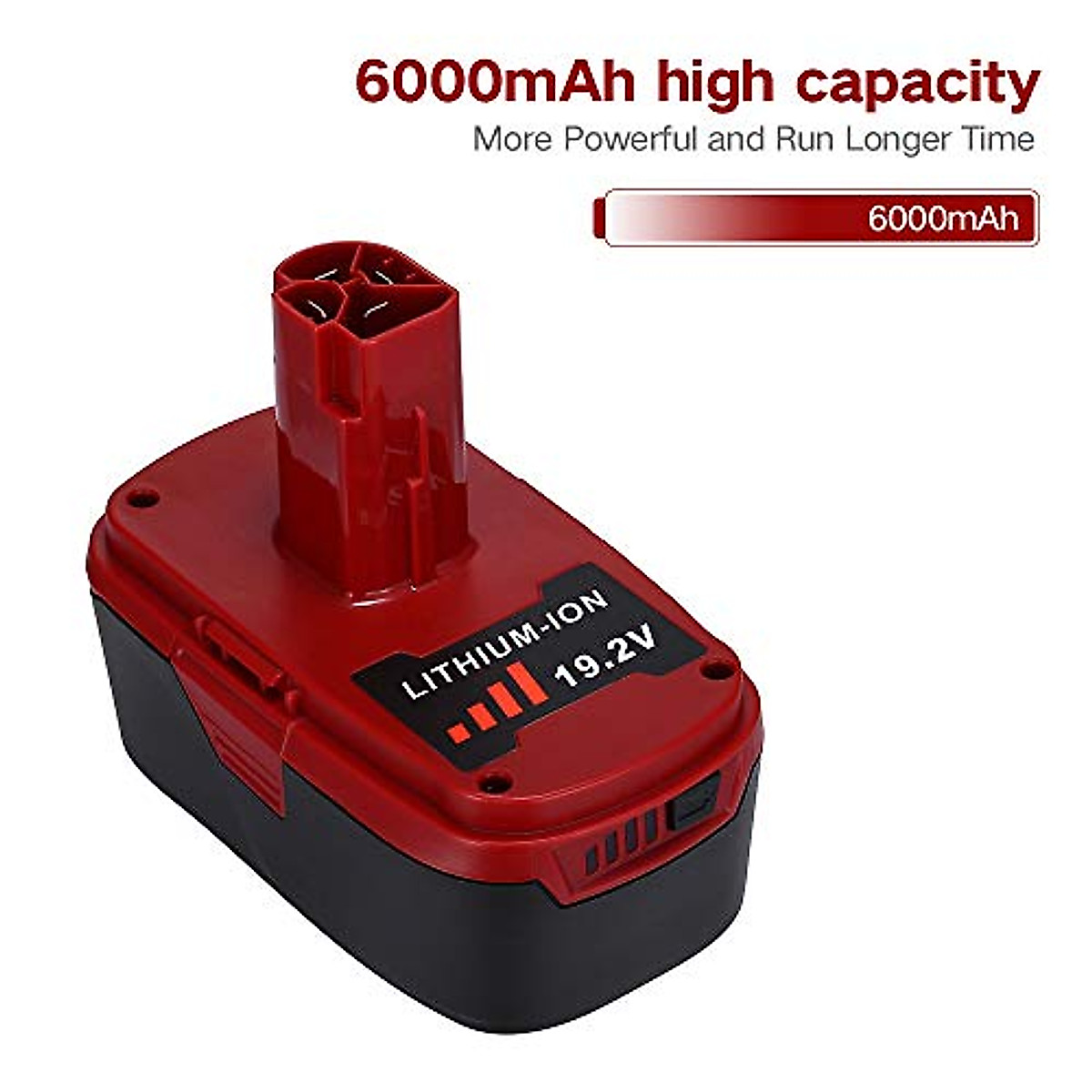 6.0Ah 19.2V Compatible with Craftsman 19.2 Volt Battery Lithium Diehard C3 130279005 1323903 130211004 11375 11376 11045 315.115410 315.11485 315.113753 315.pp2011 315.pp2020 Cordless Tools Batteries