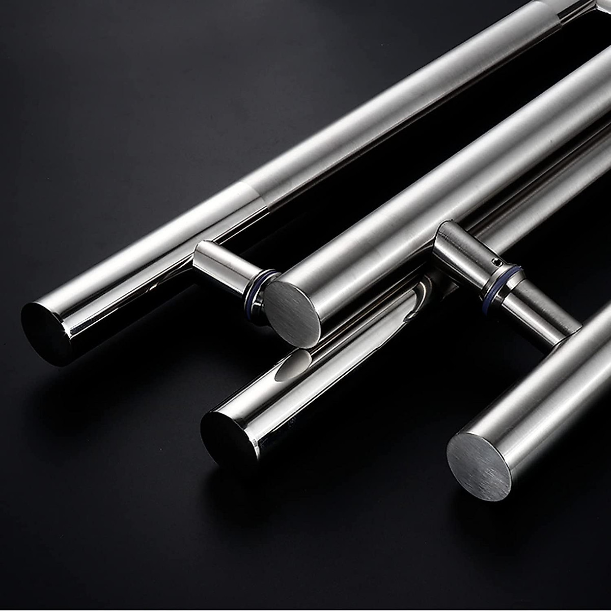 Modern Entry Door Handle Push Pull Door Handle, Double Sided H-Shape Round Handles, Brushed Stainless Steel Interior Exterior Sliding Barn Door Hardware Pulls ( Color : Frosted , Size : 50cm/19.7in -