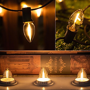 C7 LED Bulbs,0.5 Watts LED Filament Night Light Bulb Edison Style LED Sign Light E12 Candelabra Base Lamp Clear Glass 4W 5W 6W 7 Watts Equal Candle Bulbs Warm White 2700K for String Lights Pack of 6