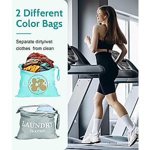 Quatish Travel laundry bags, 2 Pack Laundry Bag Travel, Portable Wet Bag Dirty Clothes Travel Bag, Washable and Small Laundry Bag with Handles, Travel Size Toiletries for Gym, Camping
