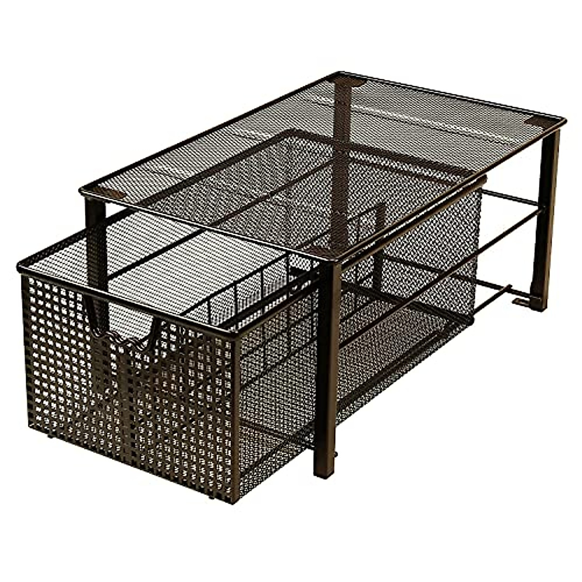 DecoBros Sliding Cabinet Basket Organizer Drawer, Bronze