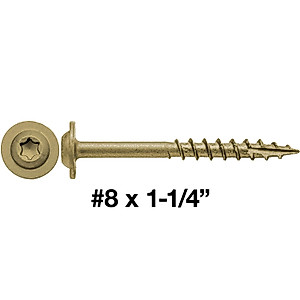 #8 x 1-1/4" Bronze Star Exterior Coated Modified Truss Head Cabinet Wood Screw Torx/Star Drive Head (1 POUND - ~183 Screws) - Multipurpose Exterior Coated Torx/Star Drive Wood Screws