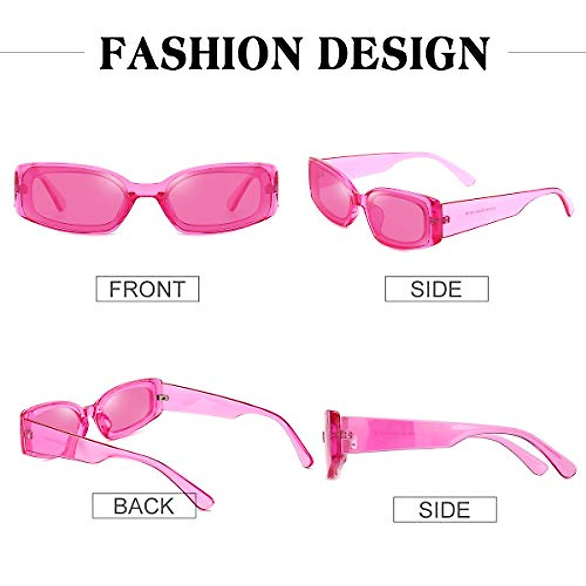 Dollger Rectangle Sunglasses for Women Retro PINK Y2K Sunglasses sugar Party 90s 00s sunglasses Pink