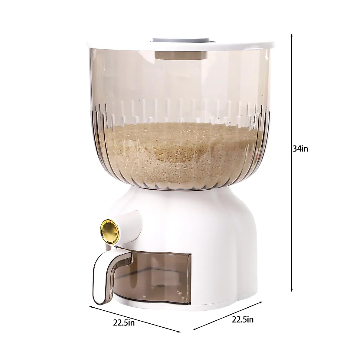 jiashiguang Large Rice Dispenser with Visible Barrel Rice Storage Grain Container Moisture Proof Rice Household Cereal Dispenser Bucket for Kitchen Soybean Corn