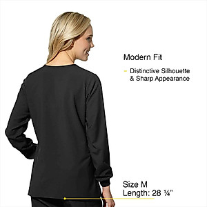 WonderWink W123 Women’s Crew Neck Warm-Up Jacket — Black, Small