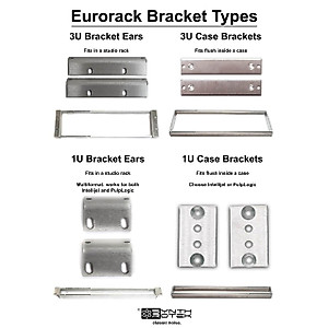 3U Eurorack Bracket Ears 104HP Rails, 50 Slide Nuts by Synthrotek: Modular Rackmount Ears