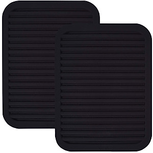 dealcase 9" x 12" Silicone Pot Holder, Trivet Mat, Baking Gadget Kitchen Table Mat, Silicone Drying Mat - Waterproof, Heat Insulation, Insulated, Non-Slip, Tableware Pad Coasters (Black - 2 Pack)