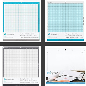 Silhouette Cameo 5 Bundle - Mats and Blades - 4 Cutting Mats Including The PixScan Mat, 5 Different Cutting Blades, Silhouette Studio and Roll Feeder (Matte Black)