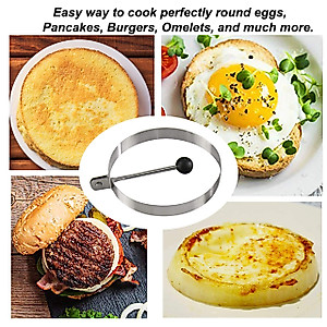 Home-X - Bacon and Eggs Cookware Set Includes Two Stainless Steel Egg Rings and Clear Tempered Glass Bacon Press
