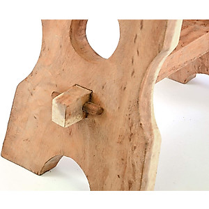 RUN.SE Solid Wood Shower Bench 19" Bathroom Stool Footrest for Bathroom Kitchen Living Room Bedroom Entryway, Fully Assembled (Suar Wood)