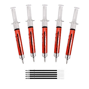Generic Double Value Novelty Ballpoint Pens with Extra Refills, Black, 5 Pack