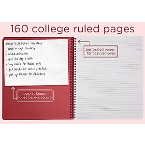Steel Mill & Co Cute Large Spiral Notebook College Ruled, 11" x 9.5" with Durable Hardcover and 160 Lined Pages, Rose Floral
