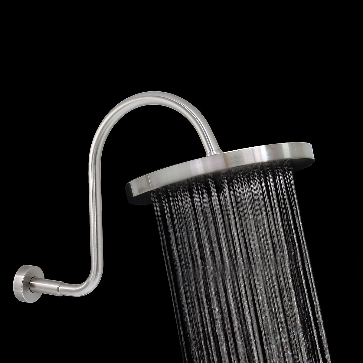 MODONA 10” Rain Shower Head and “S” Long Shower Arm with Flange – Satin Nickel - 5 Year Warrantee