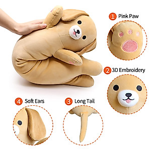 JEROKUMI Long Dog Plush Boby Pillow - 26” Cute Dog Body Pillow Kawaii Dog Plushie, Long Dog Plush Hugging Body Pillow for Kids Birthday Gifts for Girls and Boys (Labrador Plush)