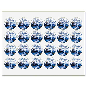 Colorful Images Blue Display Personalized Christmas Cards with Matching Envelope Seals (Set of 24)