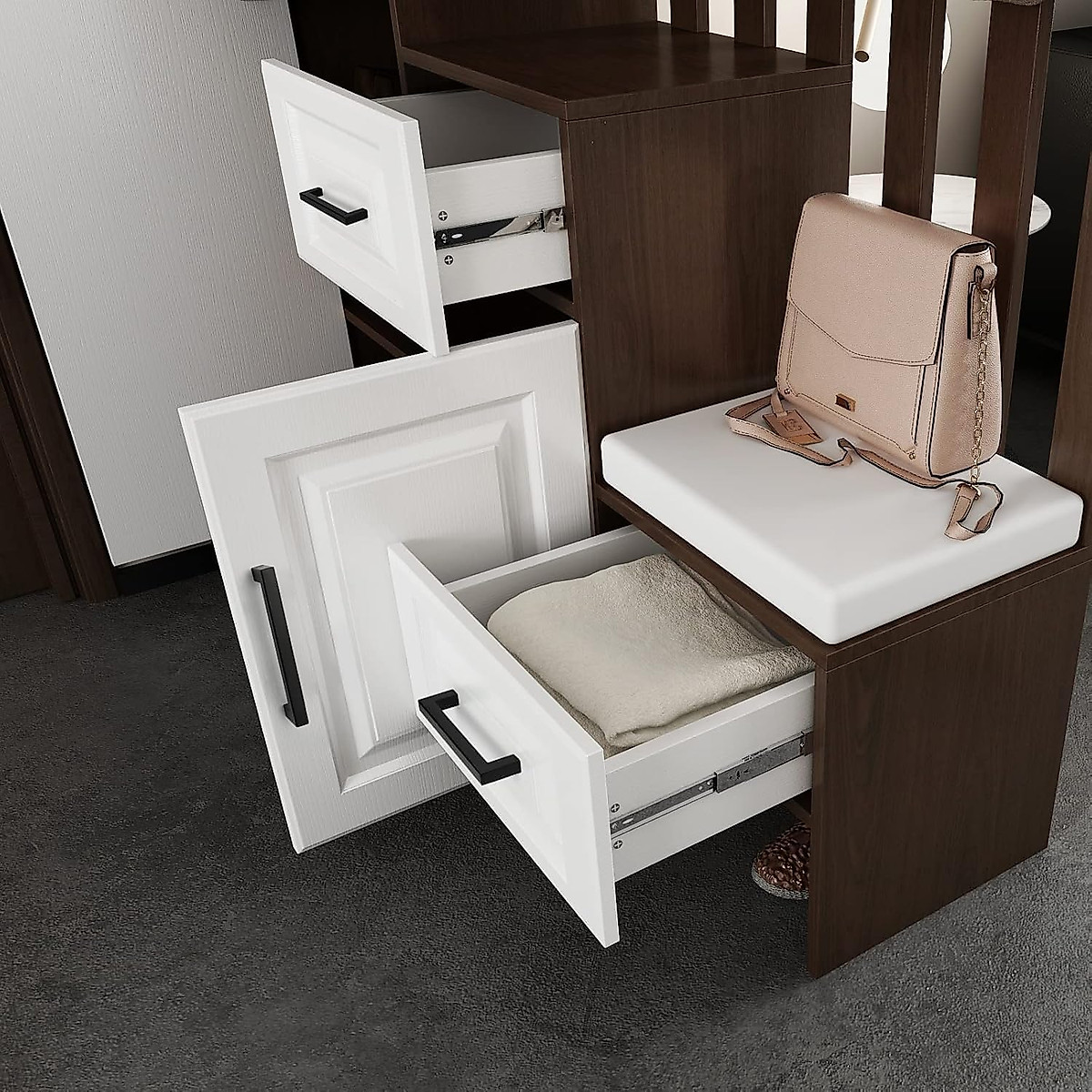 Goldenwarm 30 Pack Black Square Bar Cabinet Pull Drawer Handle Stainless Steel Modern Kitchen Hardware Cabinets Cupboard, Center to Center 5in(128mm）