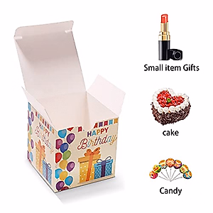 Small Gift Box 24 Pack 3 x 3 x 3 inches,Birthday Party Favor Treat Boxes,Birthday Gift Box contains 4 styles,Fold Box Easy Assemble Paper Gift Box for Presents, Birthday,Party Favor,Crafting Supplies