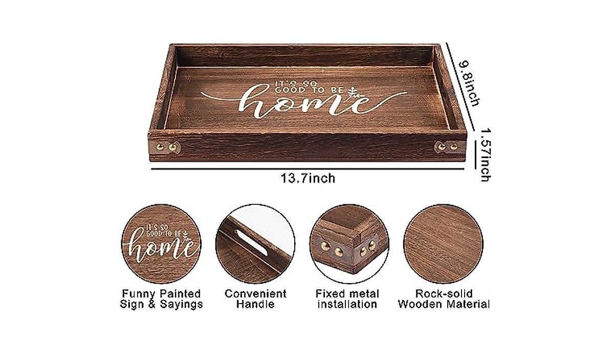 Rustic Wooden Coffee Serving Tray with Handles