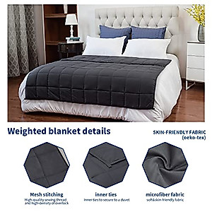 PRETTY NIGHT Weighted Blanket 12lbs Queen Size Dark Grey 60"x80" Weighted Blankets for Adults Heavy Blanket are Comfortable and Cozy